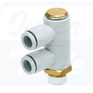 [KQ2VD08-01AS] KQ2VD, Złącza wtykowe białe - przyłączka kątowa 2-krotna, nastawna, z gwintem ...